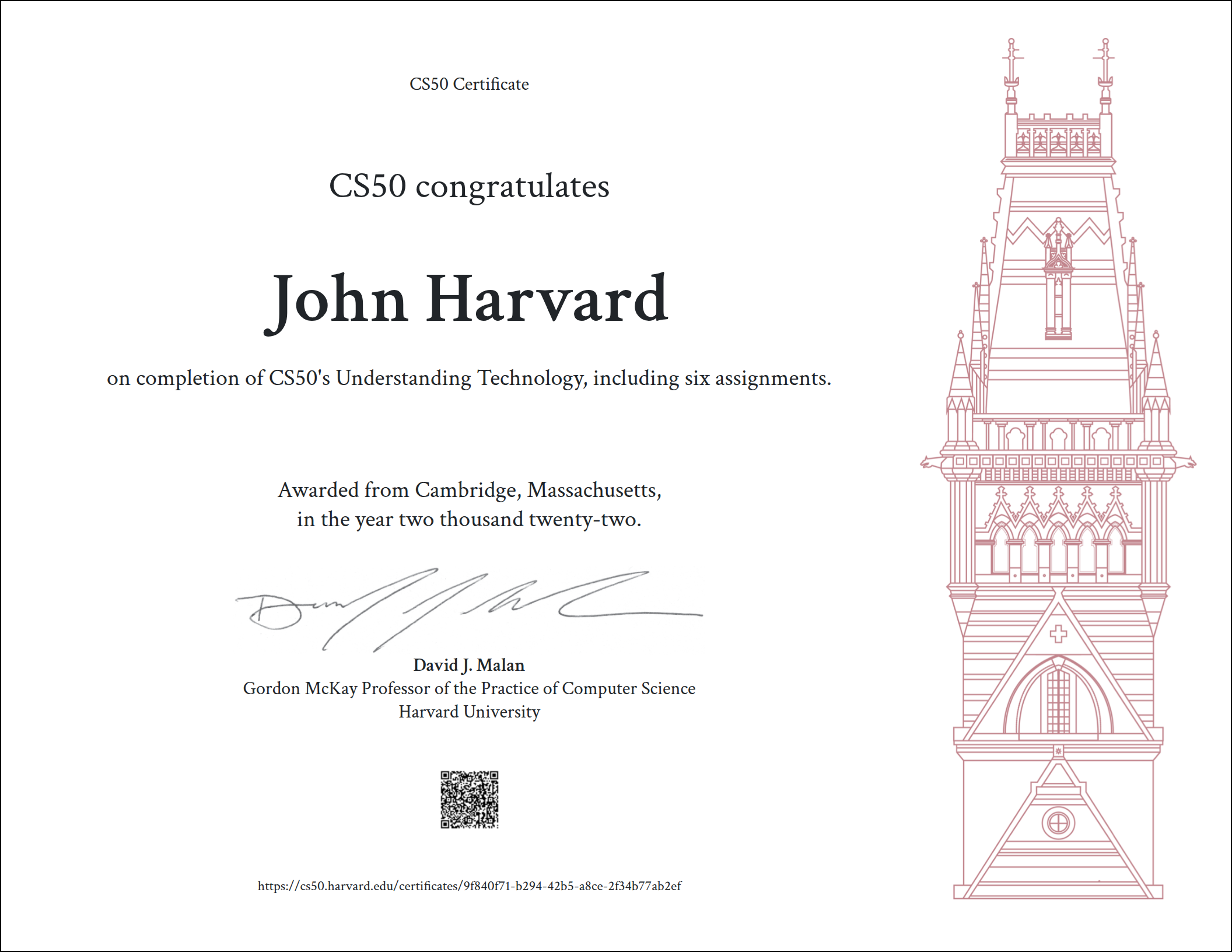 CS50 Certificate CS50 s Understanding Technology